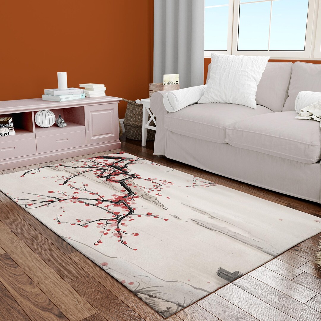 Sakura Bonsai Tree Rug, Modern Rug, Minimal Rug, Tree Rug, Reproduction ...