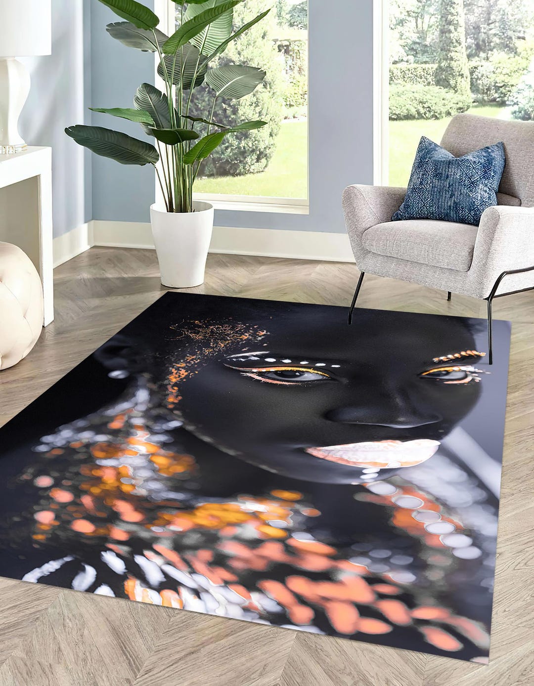 Black Woman Rugs, Black Girl Rug, African Woman Rugs, Modern Rug, Step ...