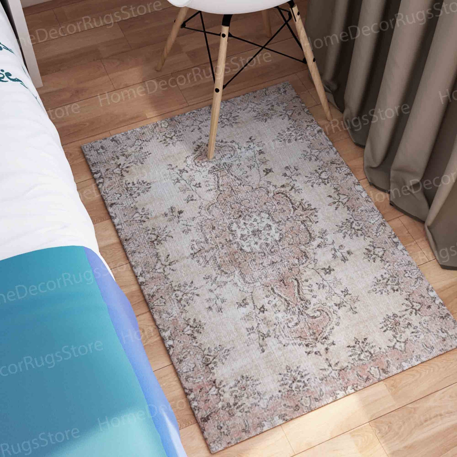 Beige and Brown Rug, Muted Rugs, Medallion Rug, Vintage Style Rug ...