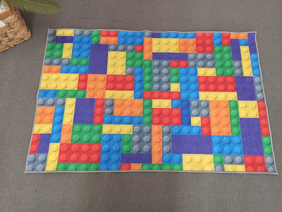 Colorful Building Blocks Rugs, Boy Room Rug, Game Room Rugs, Children ...
