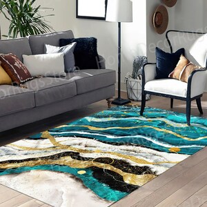 Gold Marble Rug, Thick Rugs, Gift Rugs, Decorative Rugs, Modern Rugs ...