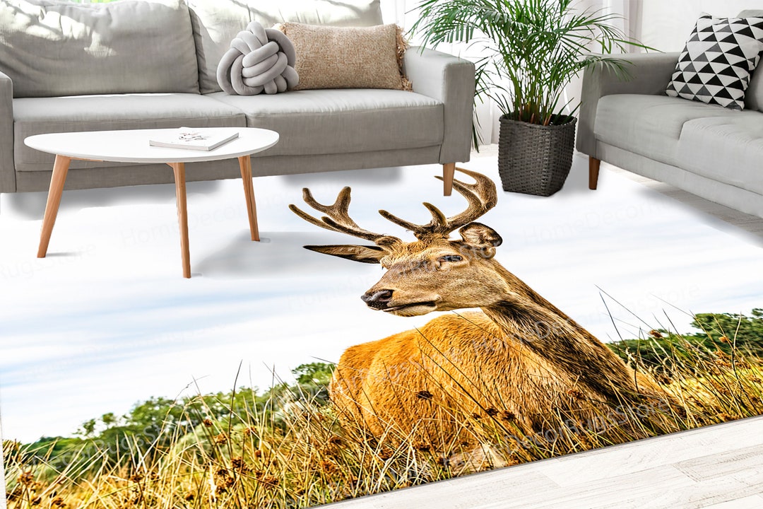 Machine Washable Rug, Classic Rug, Area Rug, Gift for Him, Deer Rug ...