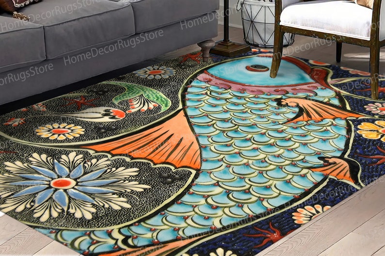 Mosaic Fish Effect Rugs, Ceramic Fish Rug, Office Decor Rugs, Step Rugs ...