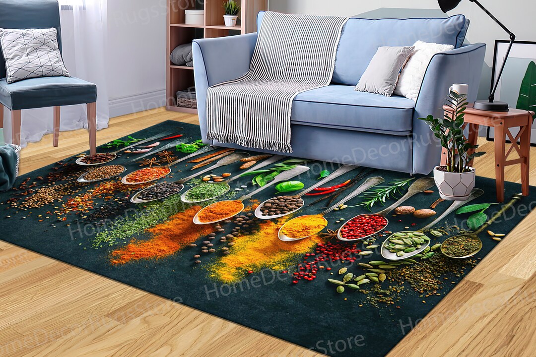 Salon Decor Rug, Spices Kitchen Rug, Food Rugs, Saloon Rug, Kitchen ...