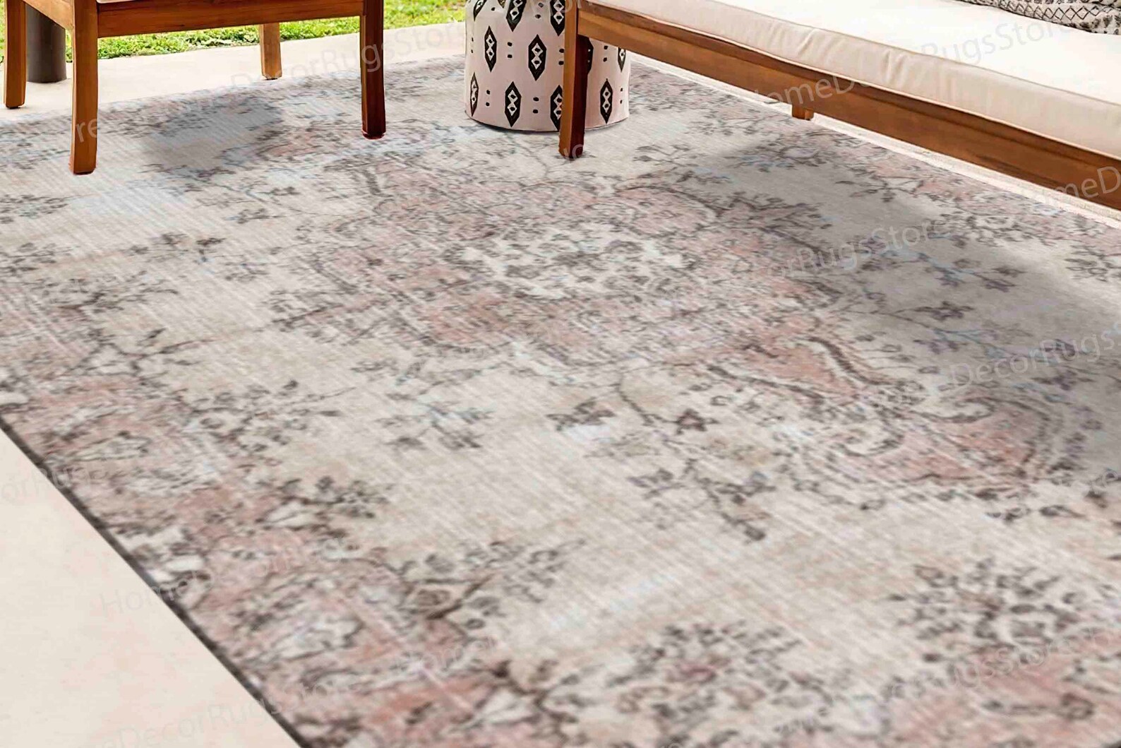 Beige and Brown Rug, Muted Rugs, Medallion Rug, Vintage Style Rug ...