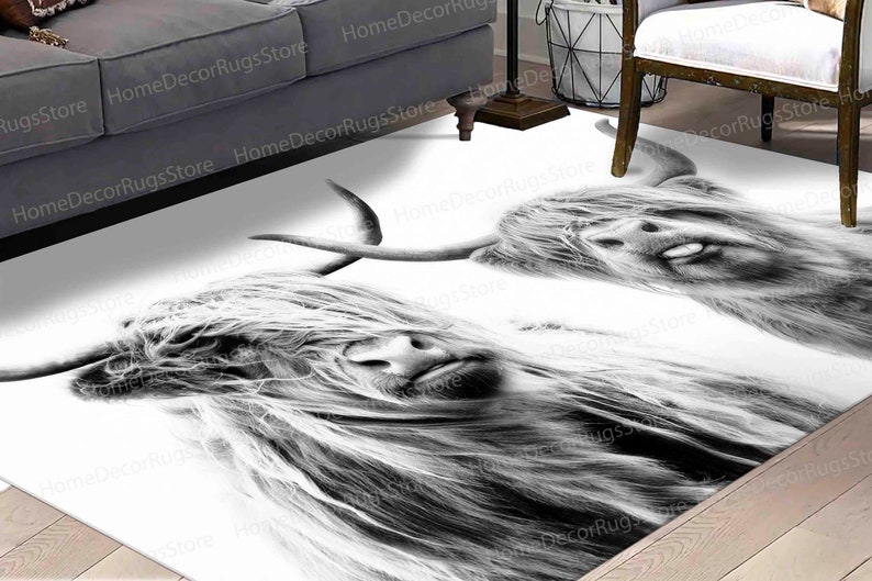 Soft Rug Kitchen Rugs Highland Cow Rugs Highland Rugs - Etsy