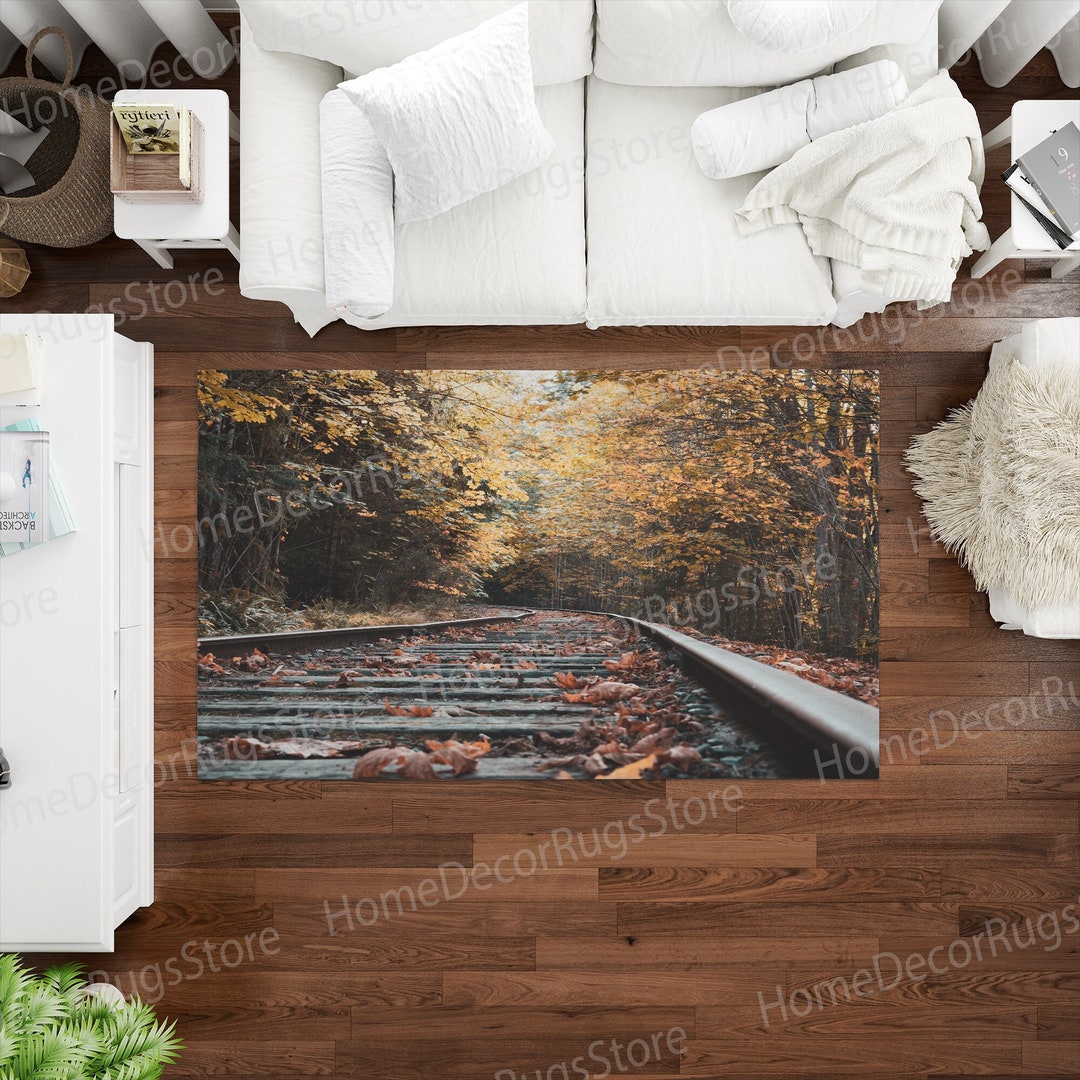 Saloon Rugs, Accent Rugs, Railway Tracks Rug, Train Tracks Landscape ...
