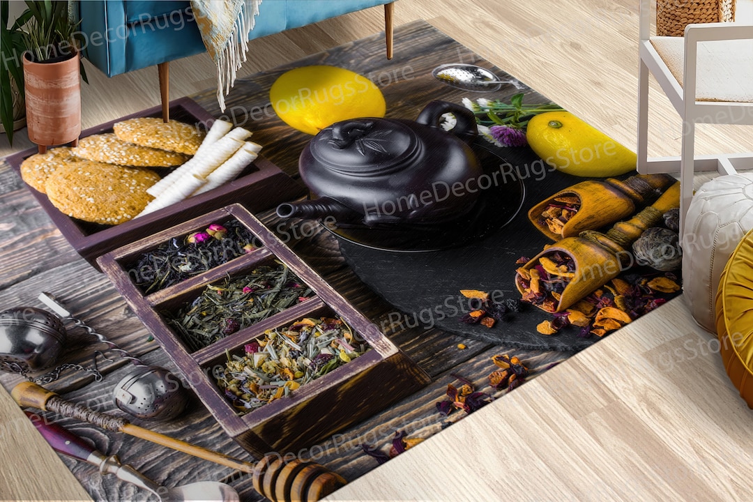 Tea Cup Rugs, Step Rug, Kitchen Rug, Modern Rug, Thin Rug, Tea Lover ...