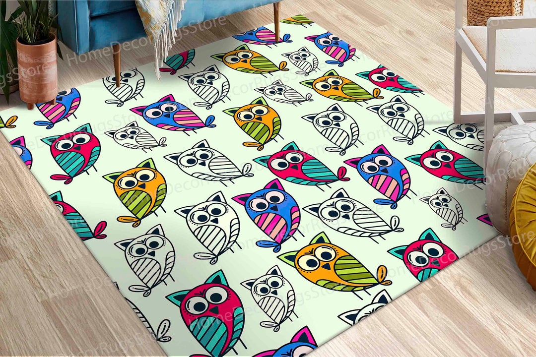 Owl Pattern Rug, Cute Owl Rugs, Trendy Rug, Children Rug, Nursery Rug ...