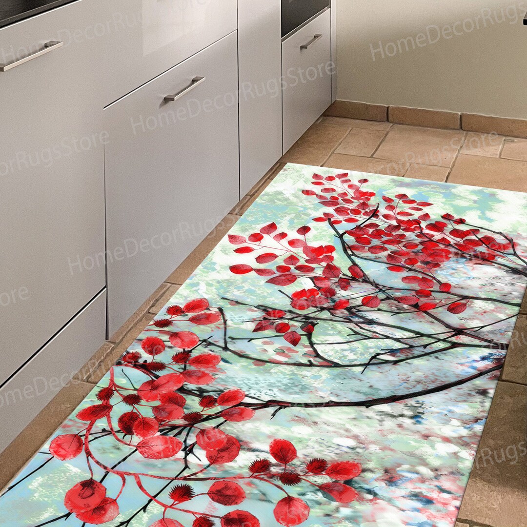 Front Door Rugs, Red Leaves Painting Rug, Gift for the Home Rugs ...