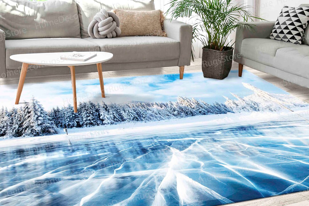 View Rugs, Bathroom Rug, Winter Scenery Rug, Thick Rug, Forest View Rug ...