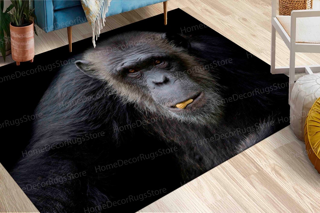 Monkey Rug, Thick Rug, Chimpanzee Rugs, Area Rug, Wedding Rugs, Black ...