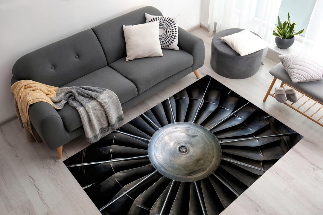 Aircraft Turbine Rug, Aircraft Rugs, Man Cave Rugs, Modern Rug ...