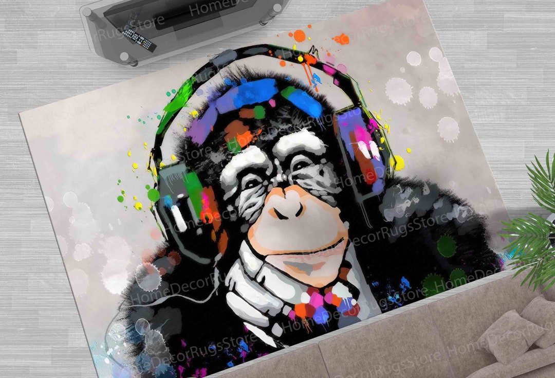 Step Rugs, Banksy Monkey Rugs, Banksy Rugs, Animal Rug, Accent Rug, Dj ...