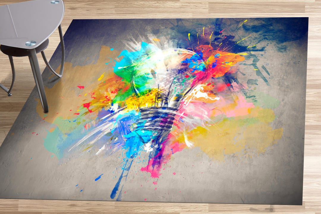 Light Painting Print Rugs, Light Rugs, Colorful Rug, Modern Rug, Dining ...