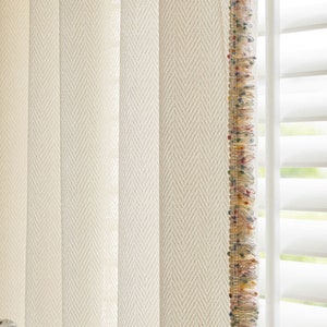 Sykes Linen Sheer Curtain With Colorful Trim, Kids Room Curtain ...
