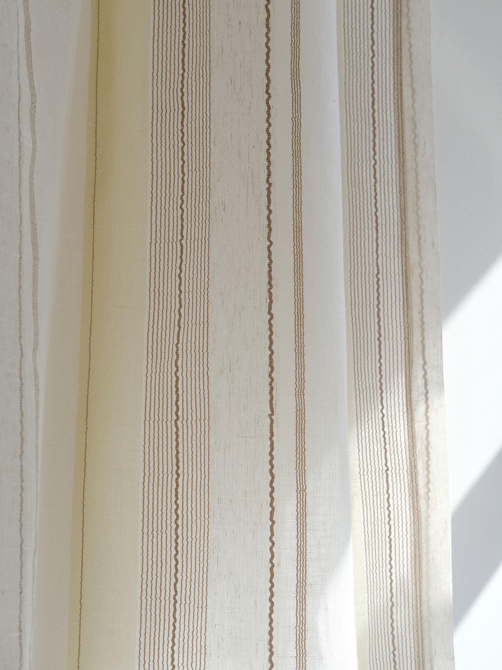 Evie Sheer Curtain, Striped Sheer Curtain With Linen Texture, Light ...