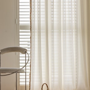 Sykes Linen Sheer Curtain With Colorful Trim, Kids Room Curtain ...