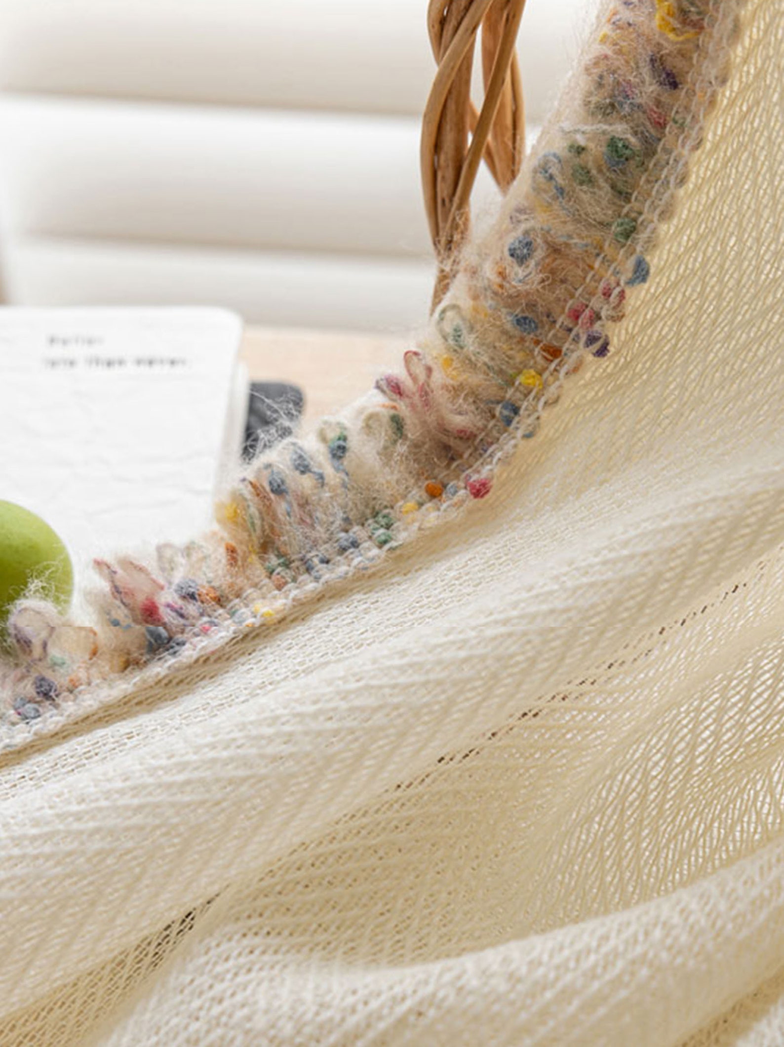 Sykes Linen Sheer Curtain With Colorful Trim, Kids Room Curtain ...