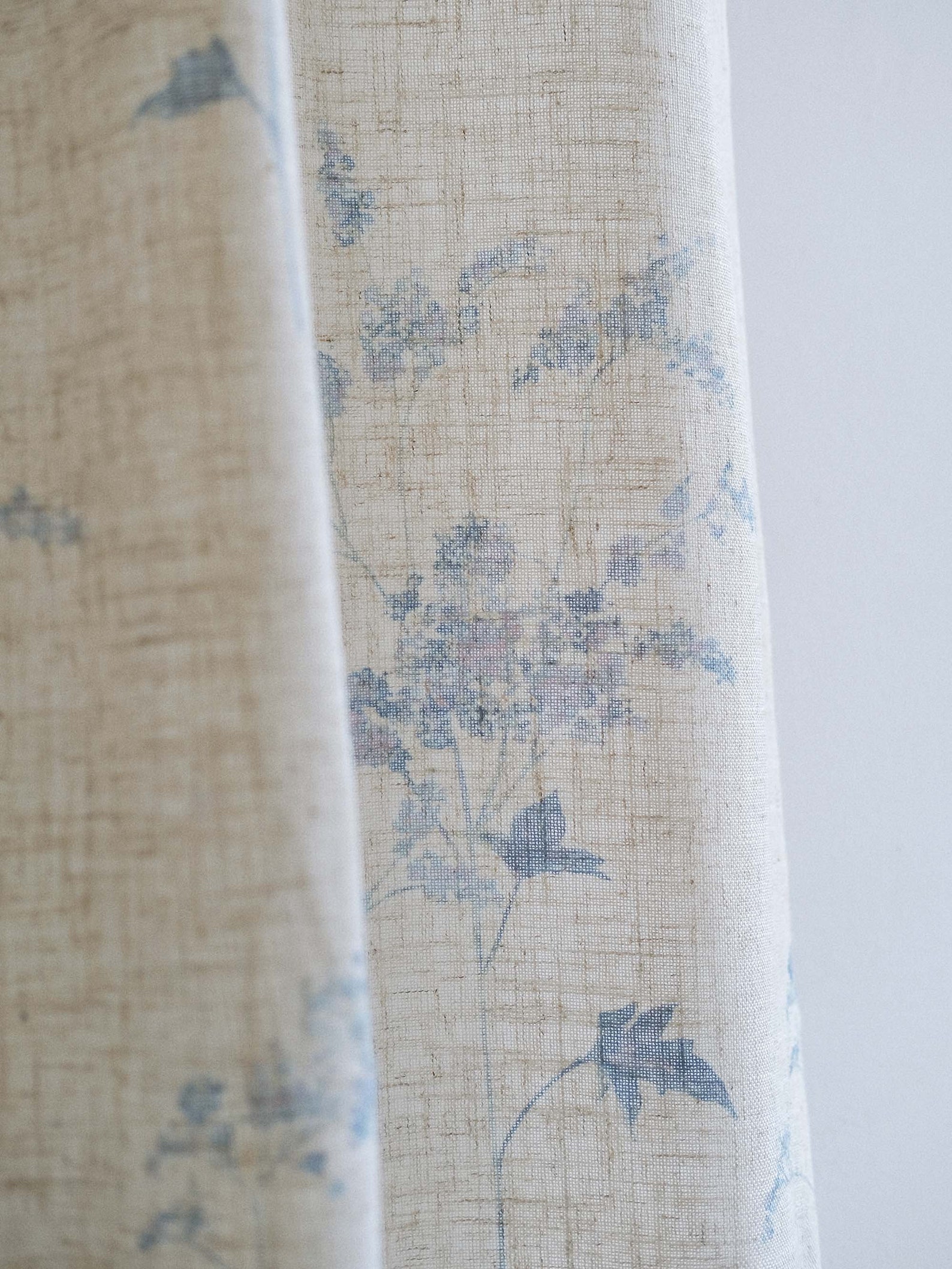 Bluma Print Linen Curtain, Print Floral Linen Drape, Semi Blackout ...