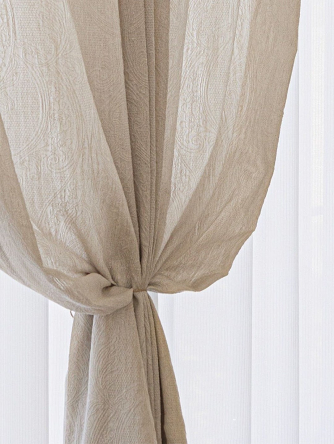 Pearl Sheer Curtain, Textured Beige Curtain, Custom Curtain, Linen ...