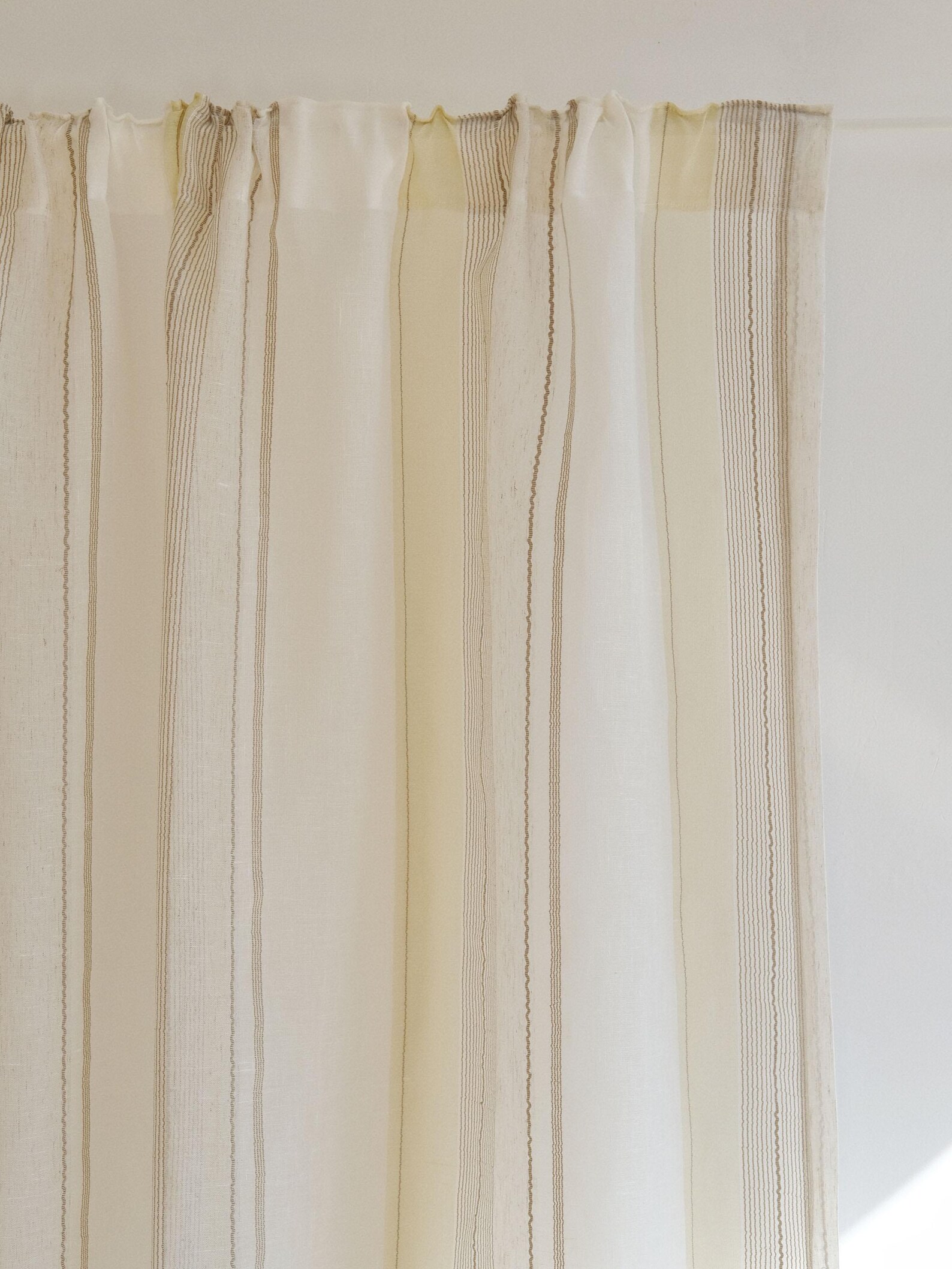 Evie Sheer Curtain, Striped Sheer Curtain With Linen Texture, Light ...