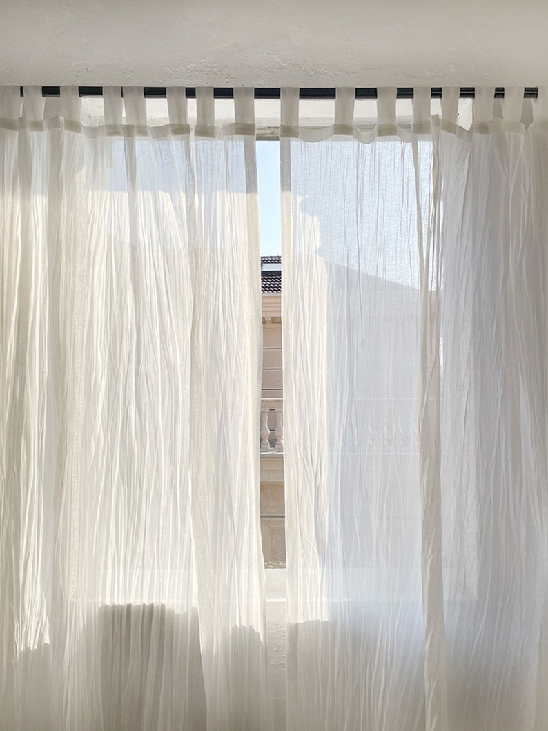 Soraya Linen Crepe Sheer Curtain, 2 Colors, Textured Sheer Curtain ...
