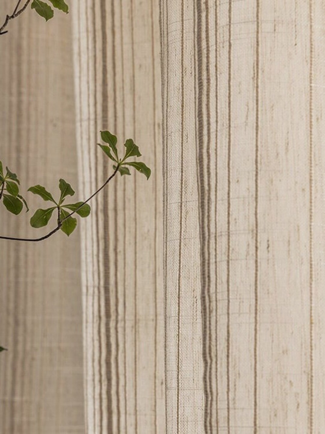 Ajay Linen Sheer Curtain, Striped Linen Curtain, Custom Curtain Panel ...
