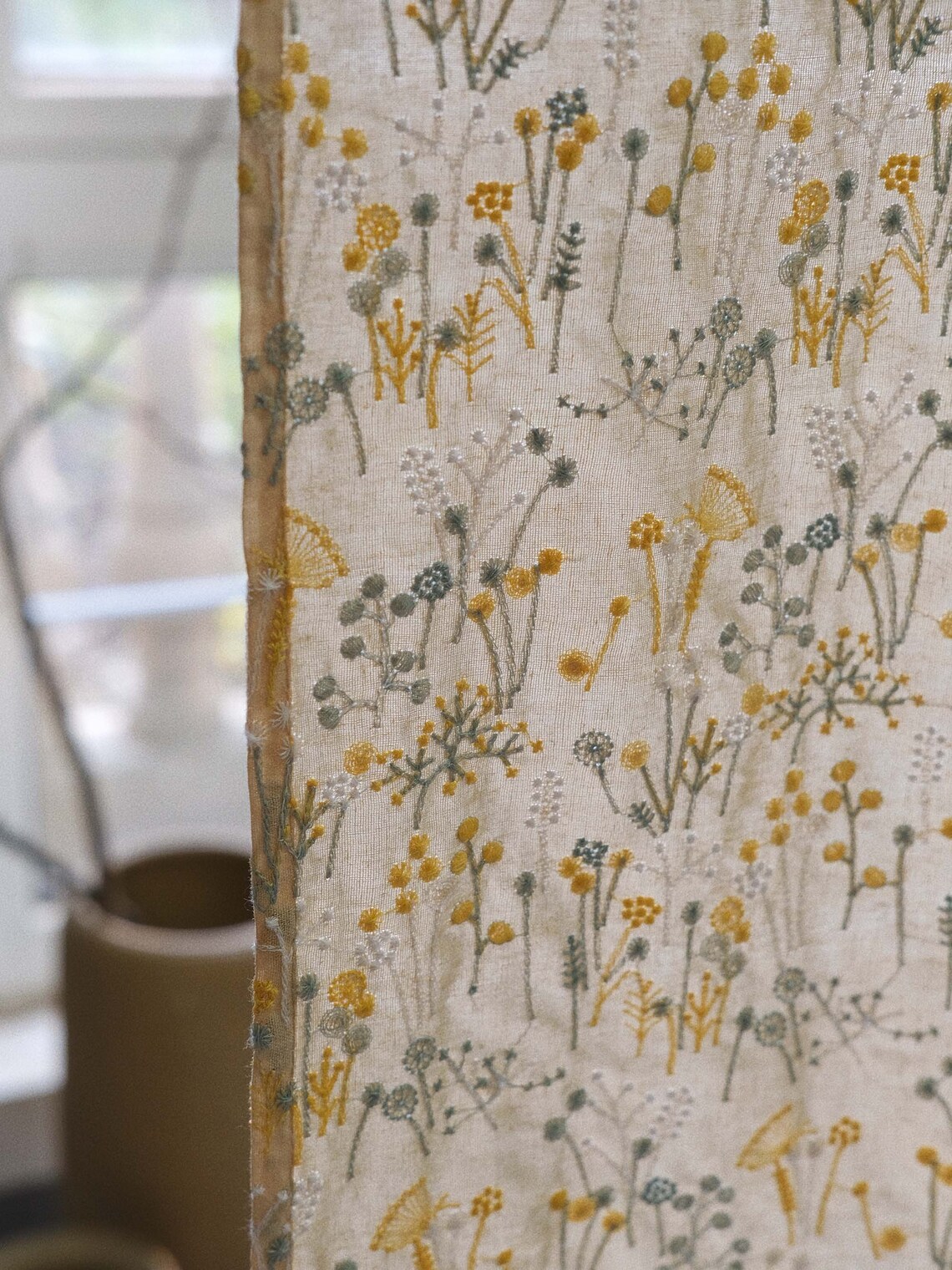 Mateo Embroidered Door Curtain, Noren Curtain, Linen Cotton Curtain ...