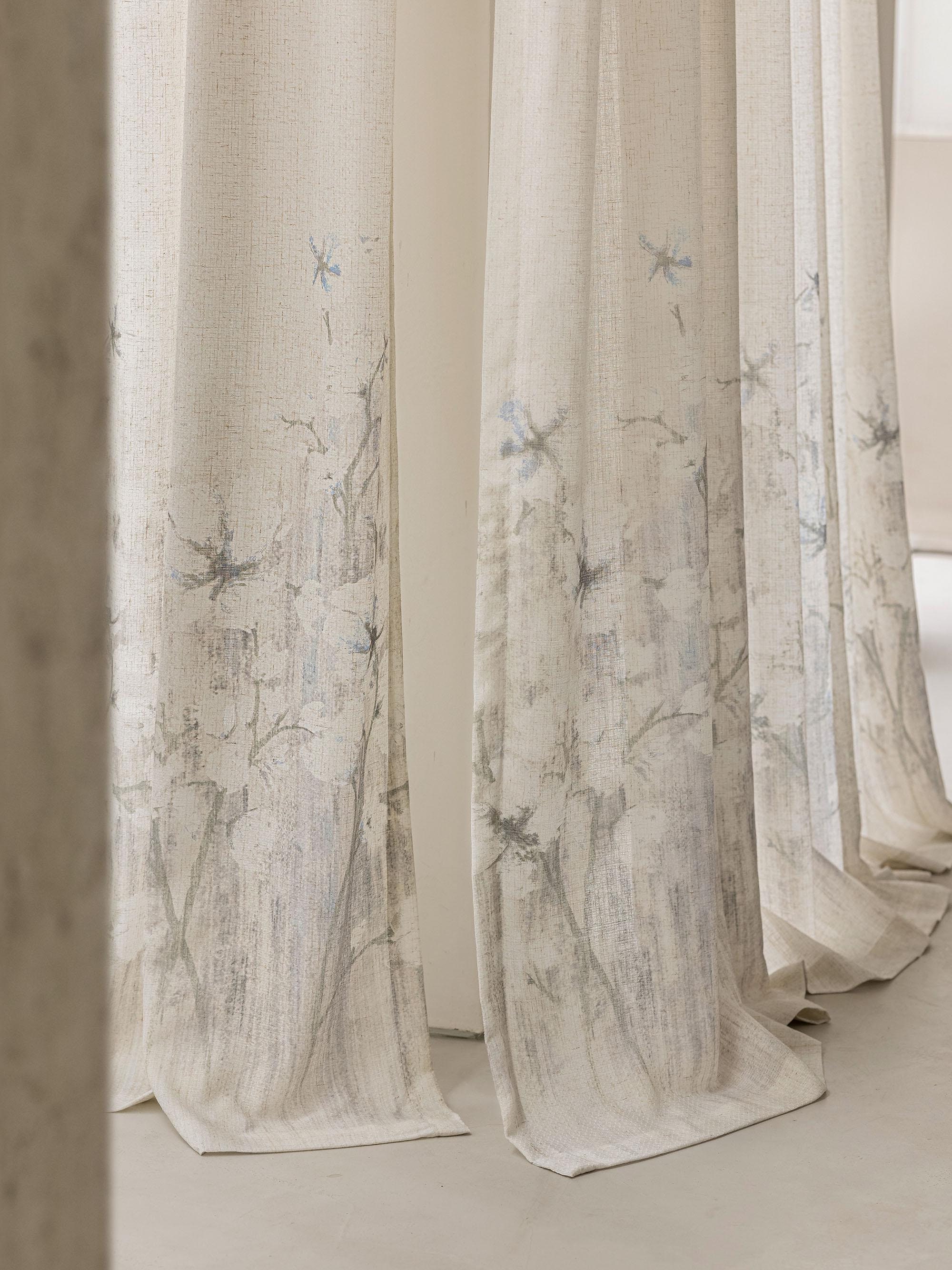 Sweeney Print Linen Sheer Curtain, Floral Print Curtain, Privacy ...