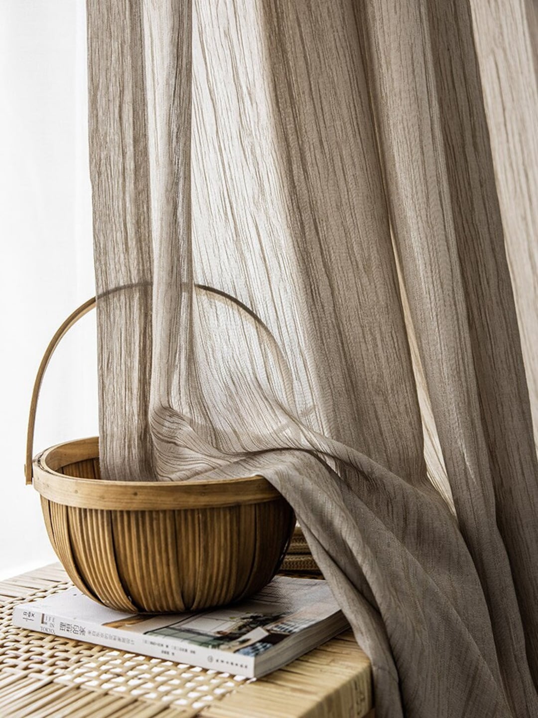 Nadia Linen Sheer Curtain, Natural Curtain, Custom Curtain Panel, Linen ...