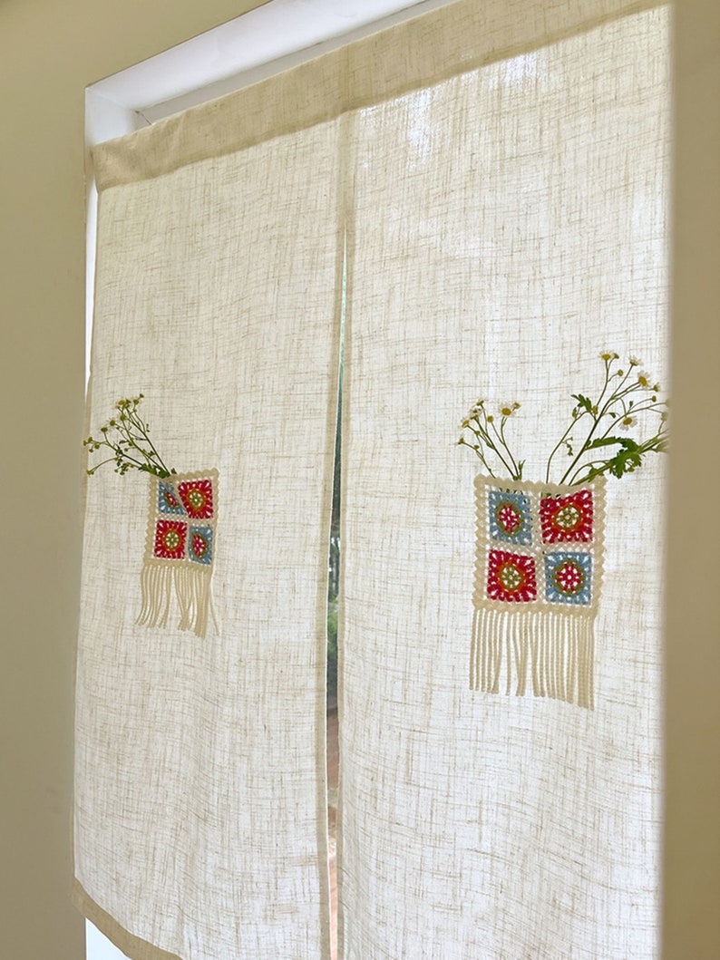 Brenda Linen Noren Curtain, Linen Noren Drape, Door Curtain, Long Noren ...