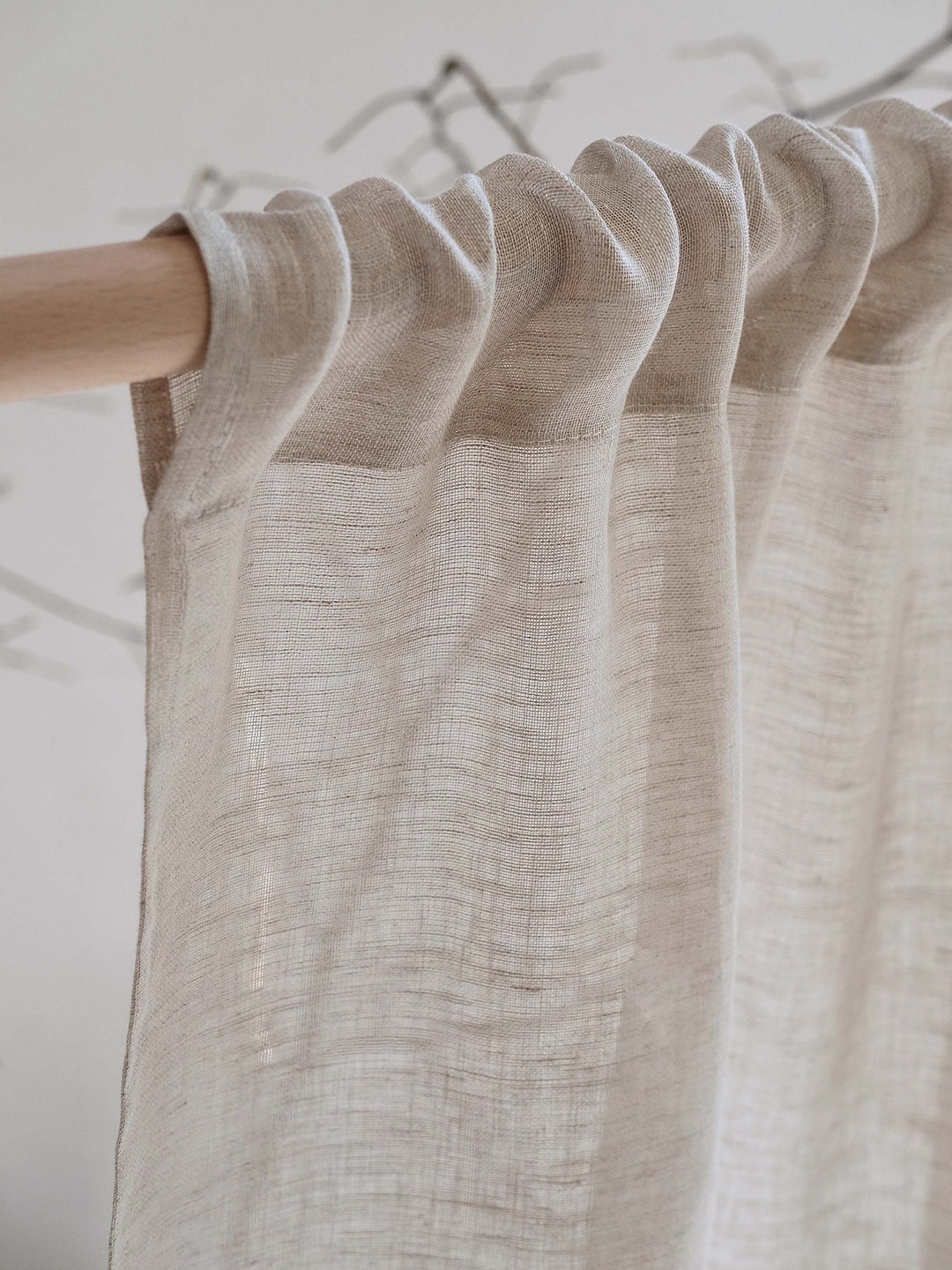 Jonty 100% Linen Curtain, 6 Colors, Airy Breathable Linen Sheer Curtain ...