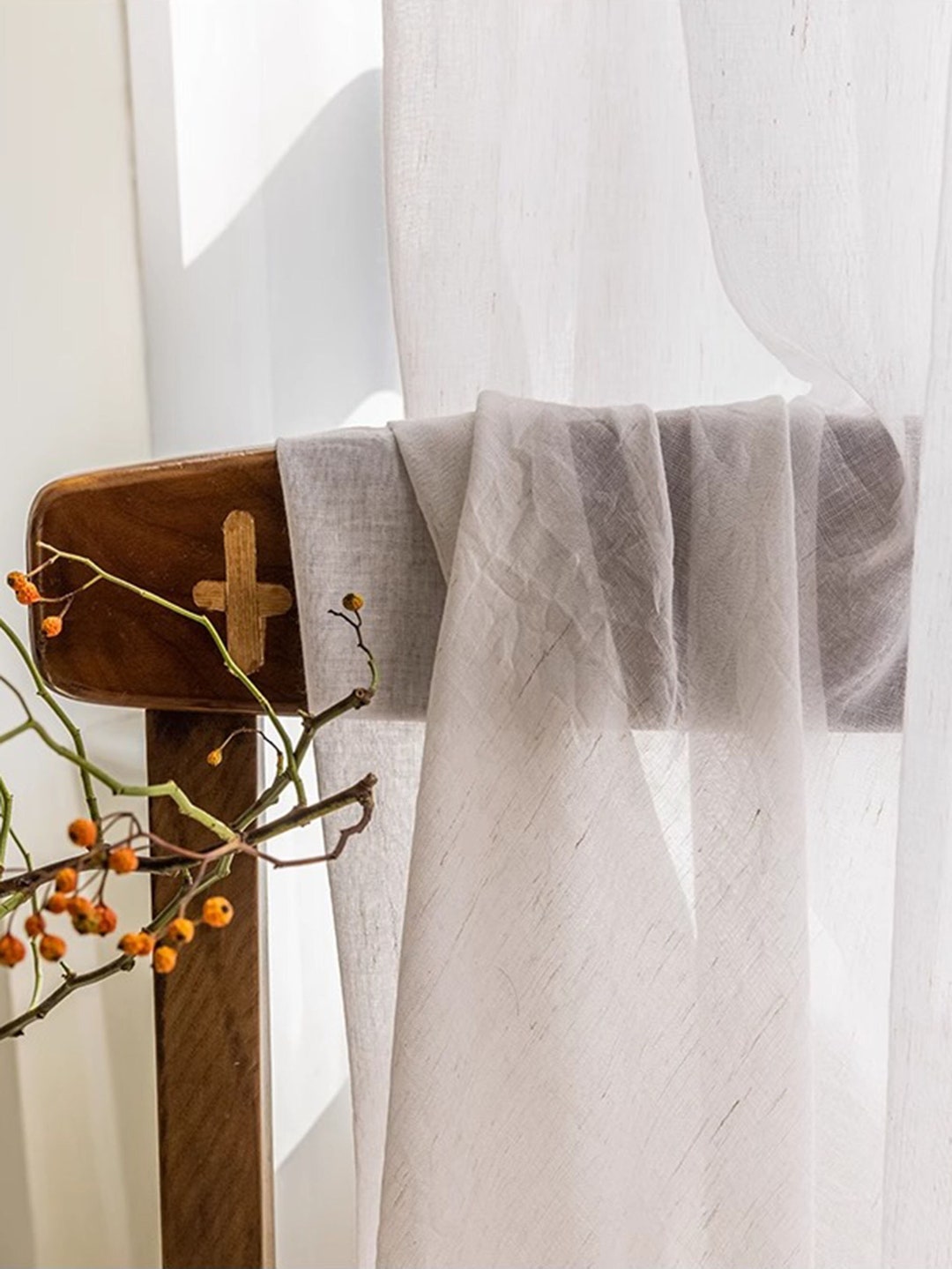 Sangzii Crushed Linen Sheer Curtain, Custom Curtain, Linen Cotton ...