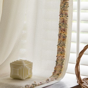 Sykes Linen Sheer Curtain With Colorful Trim, Kids Room Curtain ...