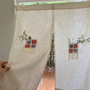 Brenda Linen Noren Curtain, Linen Noren Drape, Door Curtain, Long Noren ...