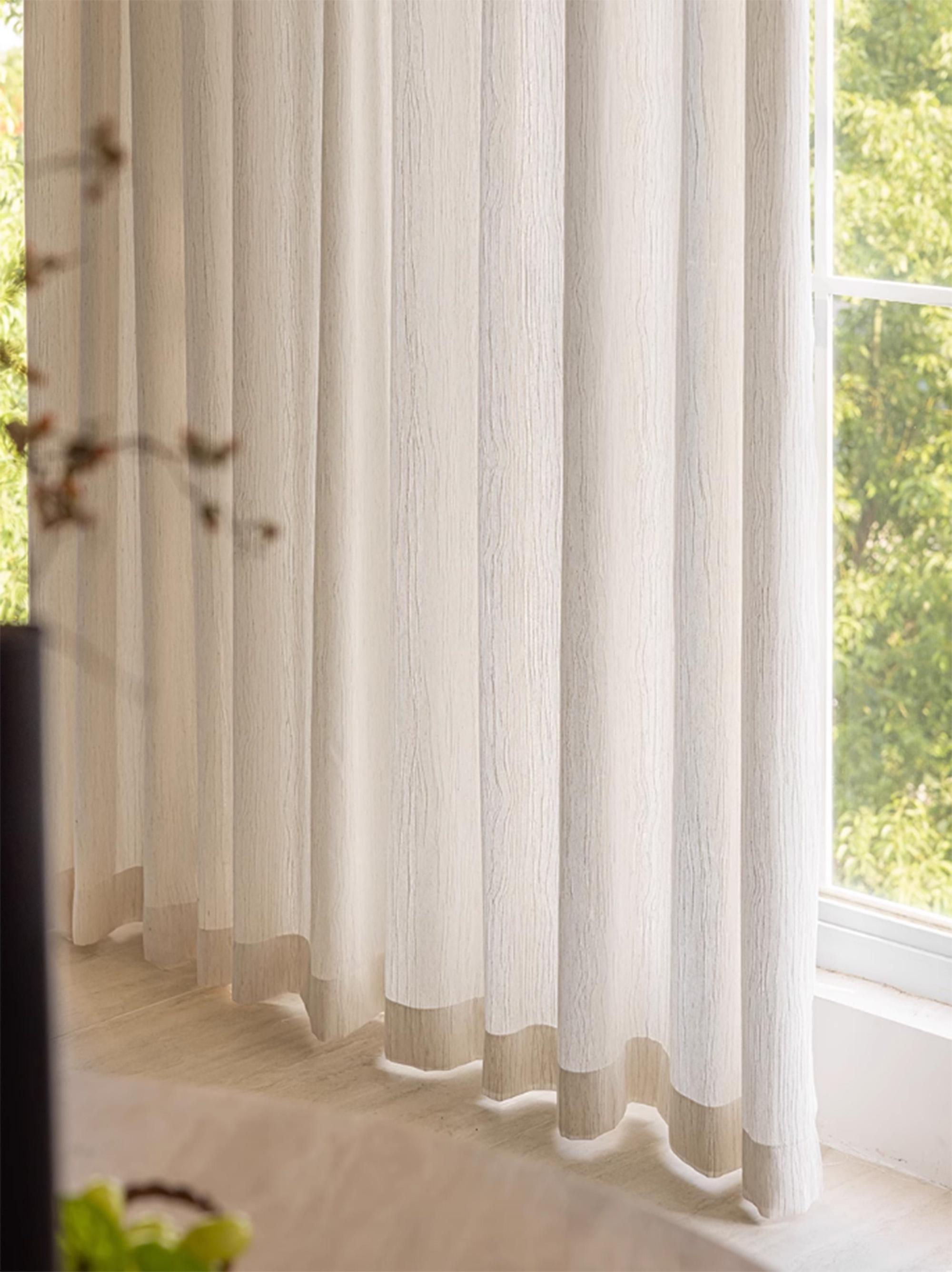 Fofung Linen Blend Sheer Curtain, Textured Natural Curtain With ...