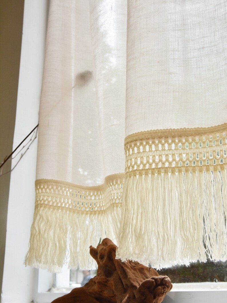 Aqsa Cotton Sheer Curtain With Tassels, Vintage Curtain, Boho Style ...
