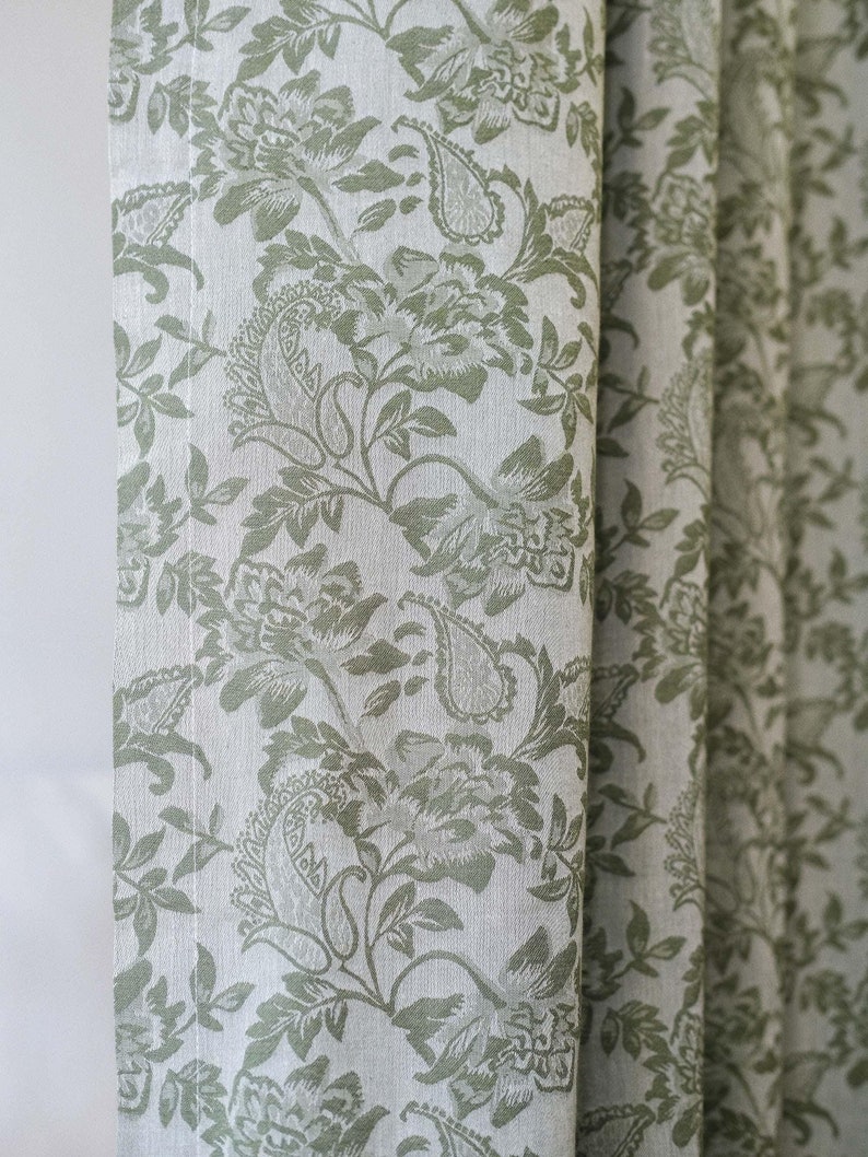 Hogan 100% Cotton Curtain, 4 Colors, Floral Curtain, Airy Sheer Curtain ...
