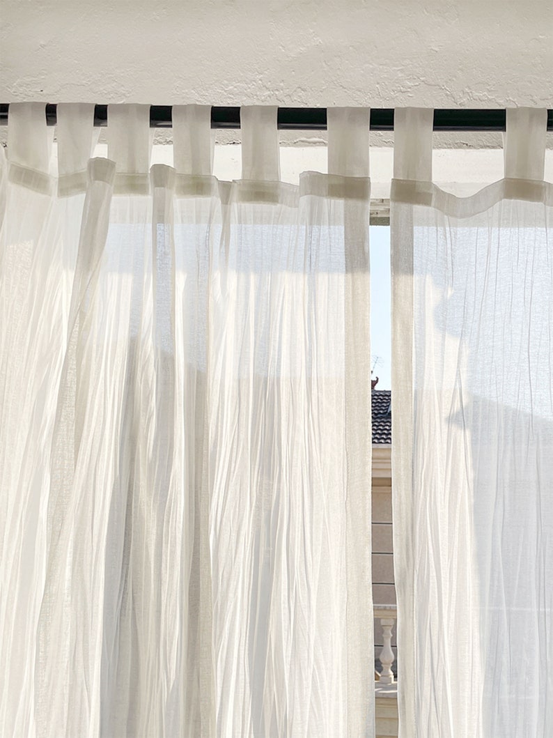 Soraya Linen Crepe Sheer Curtain, 2 Colors, Textured Sheer Curtain ...