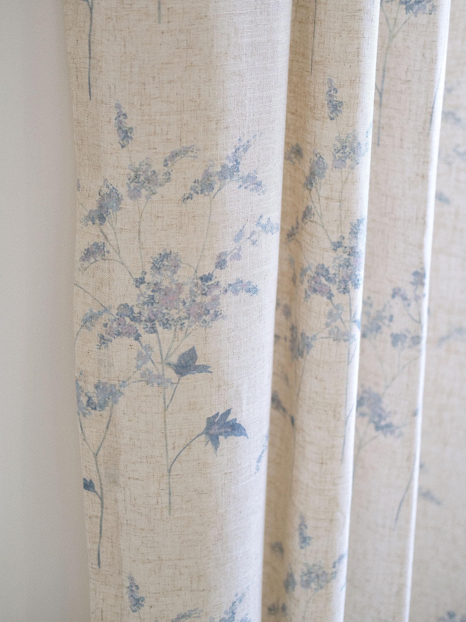 Bluma Print Linen Curtain, Print Floral Linen Drape, Semi Blackout ...