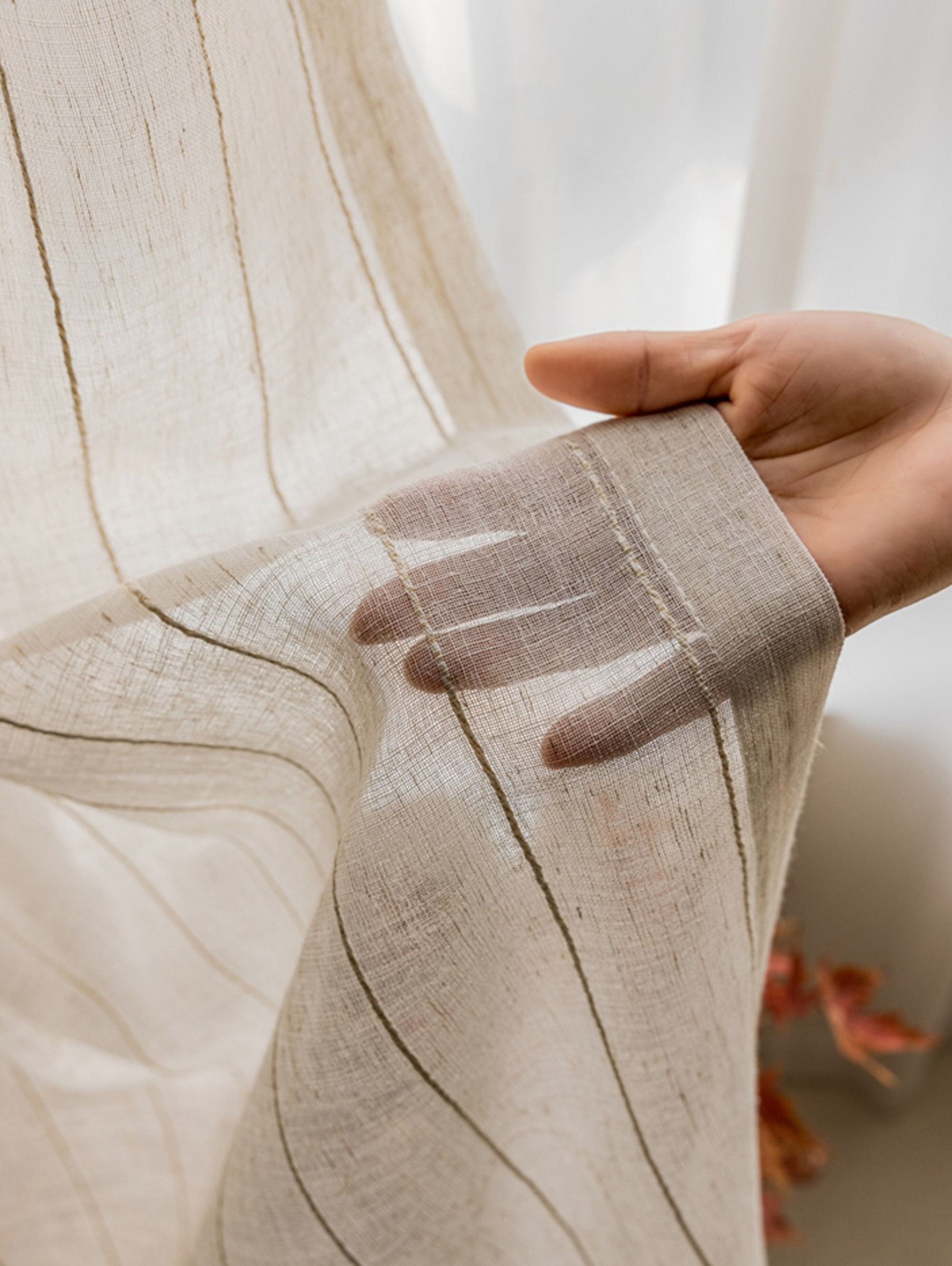 Iwan Linen Striped Curtain Natural Sheer Curtain Custom - Etsy UK