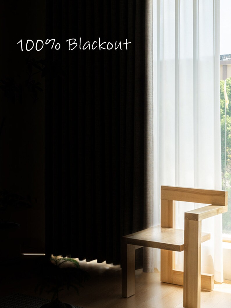 Rowena 100% Blackout Curtain, 4 Colors, Linen Blackout Curtain, Room ...