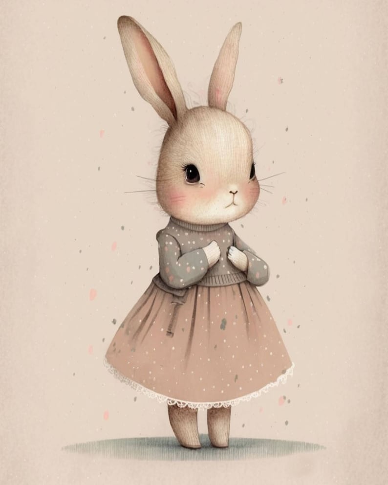 Digital Download, Nursery Decor, 8 by 10, Farm Printable, Cute Bunny in ...