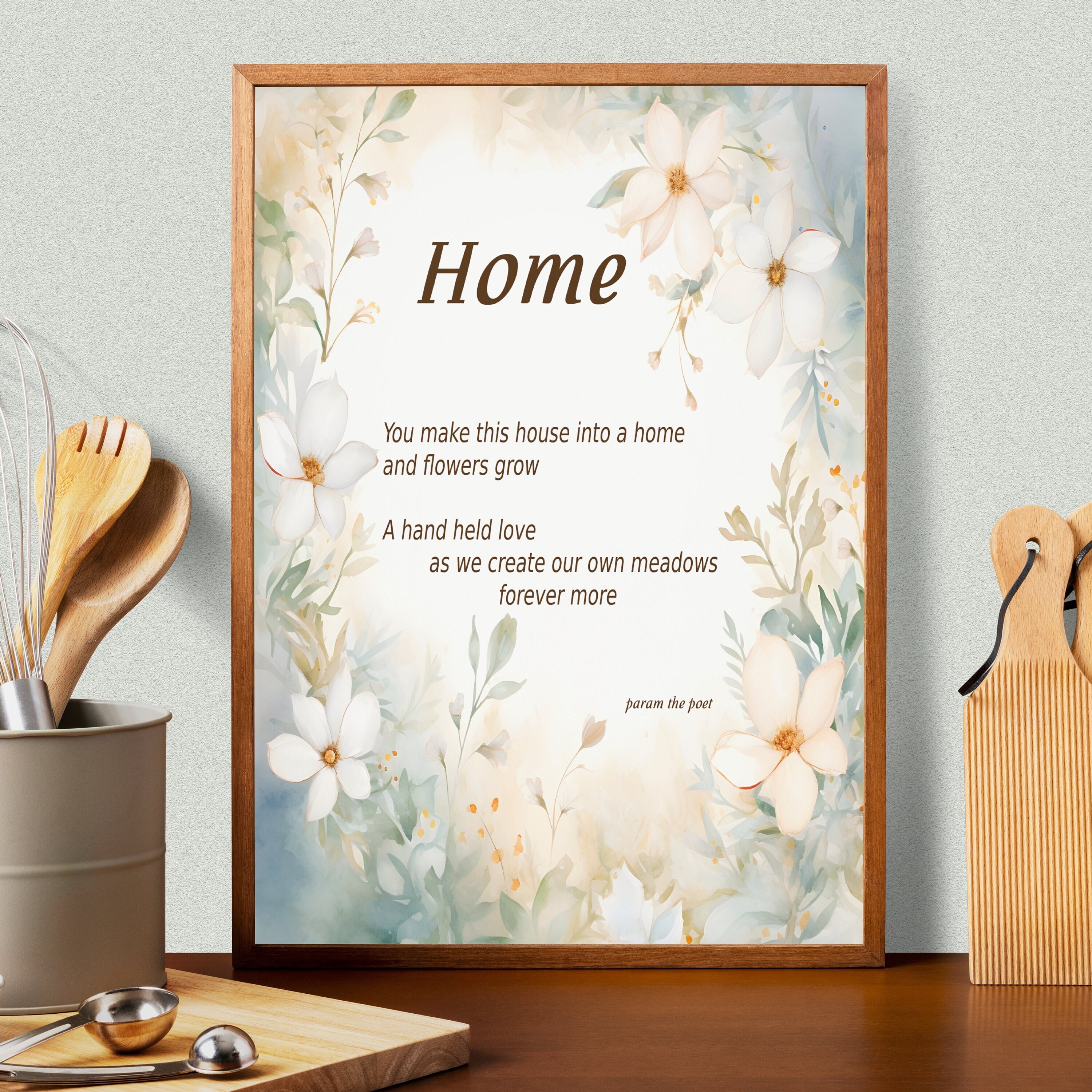 Poetry Printable, 8 by 10, House Warming Gift, Love Poem, Watercolor ...