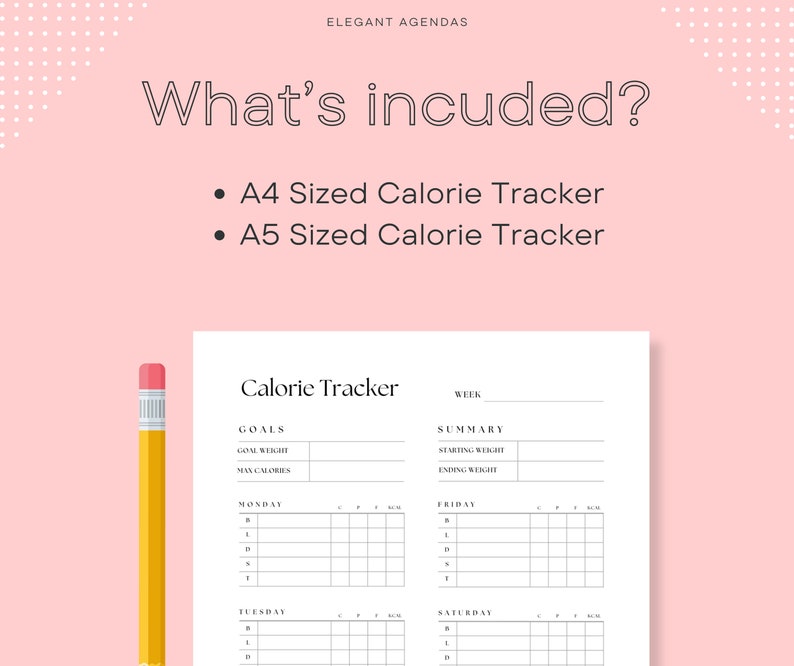 Weekly Calorie Tracker, Calorie Counter, Food Tracking, Macro Tracking ...