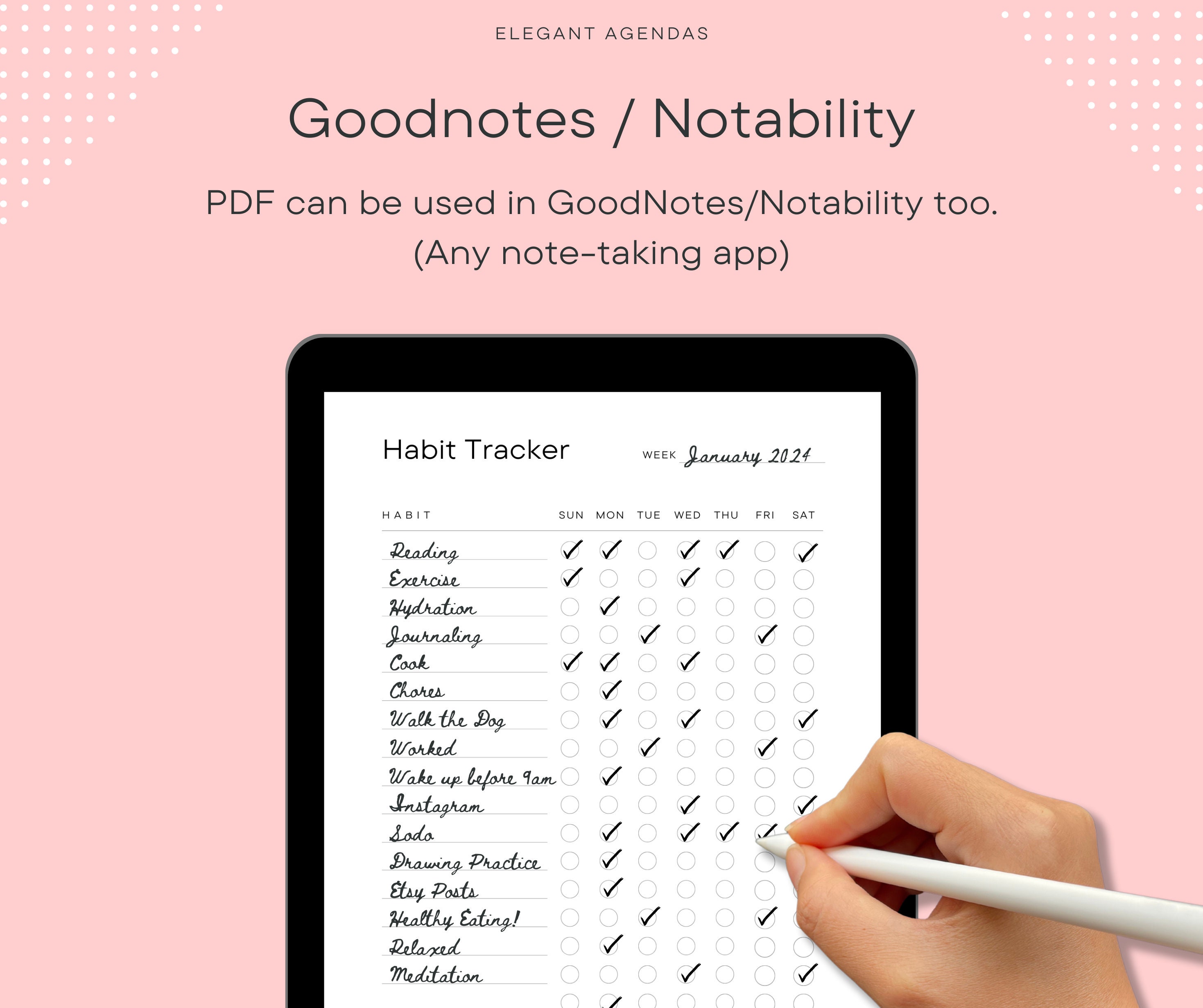 Habit Tracker Printable, Notability Planner, 30 Day Challenge ...