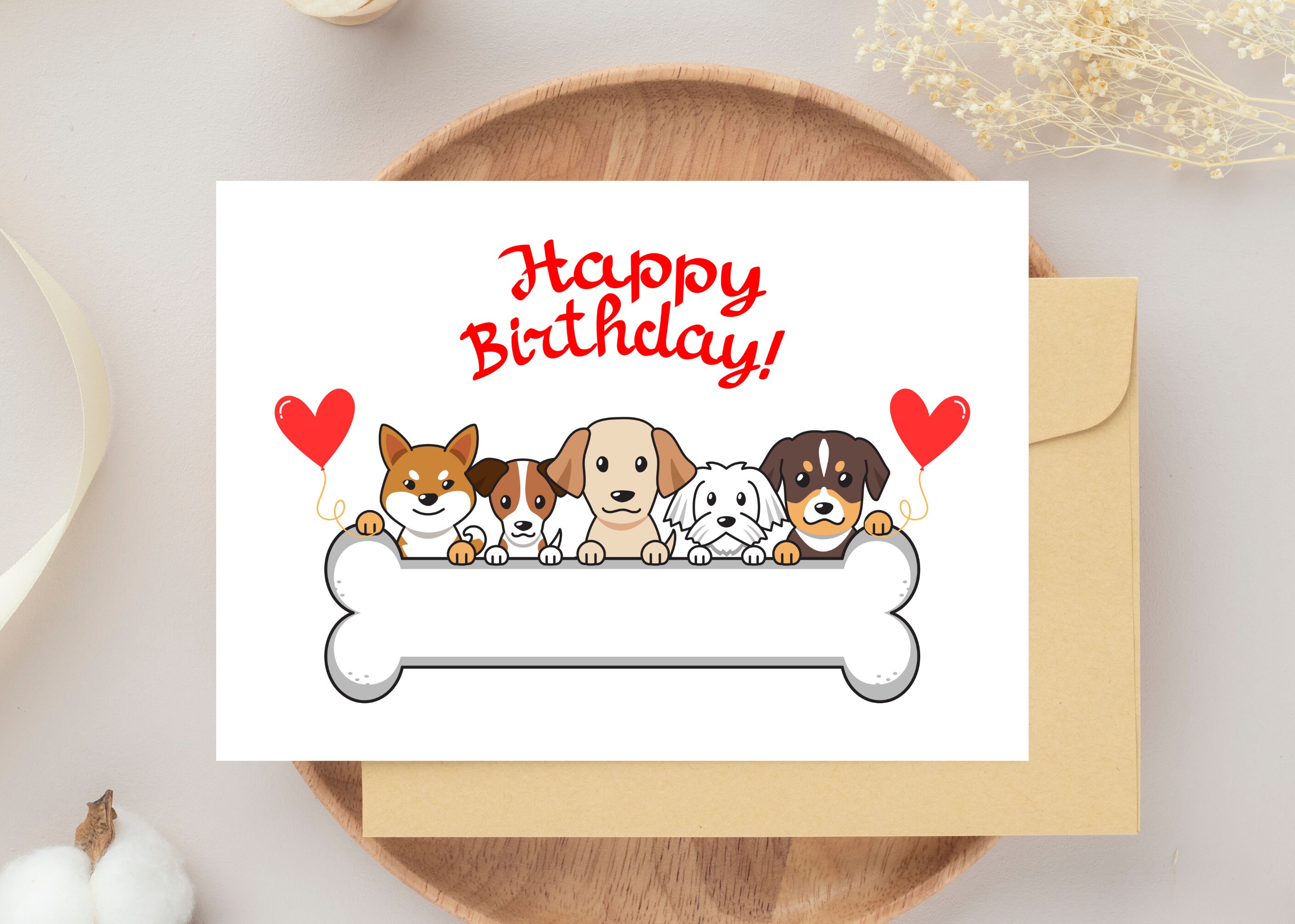 Printable Dog Birthday Card, Printable Card, Digital Birthday Card, 7x5 ...
