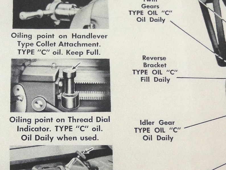 South Bend 9" & 10" 10K Lubrication Chart Machinist Lathe Tool Shop ...