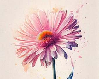 White Daisy Flower Art Print Botanical Watercolors Illustration Instant ...